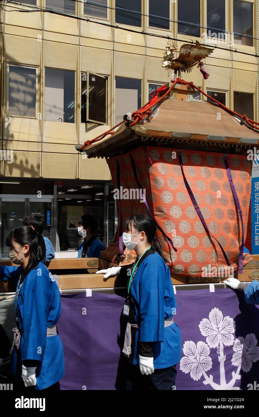 iida, nagano, japan, 2022/24/03, the religious procession that brings ...