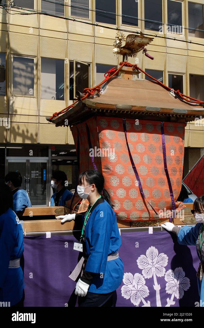 iida, nagano, japan, 2022/24/03, the religious procession that brings ...