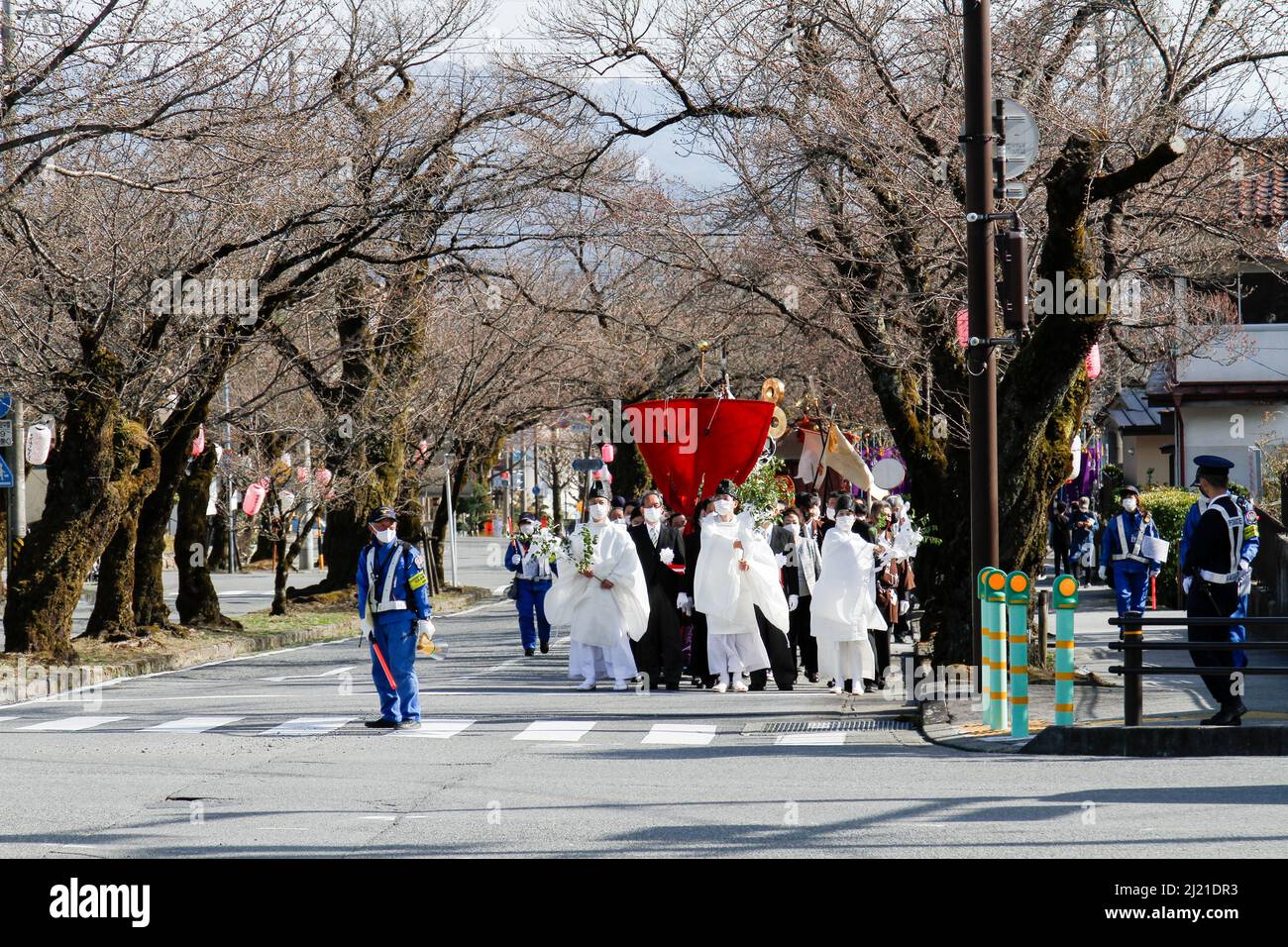 iida, nagano, japan, 2022/24/03 , the traditional religious procession ...
