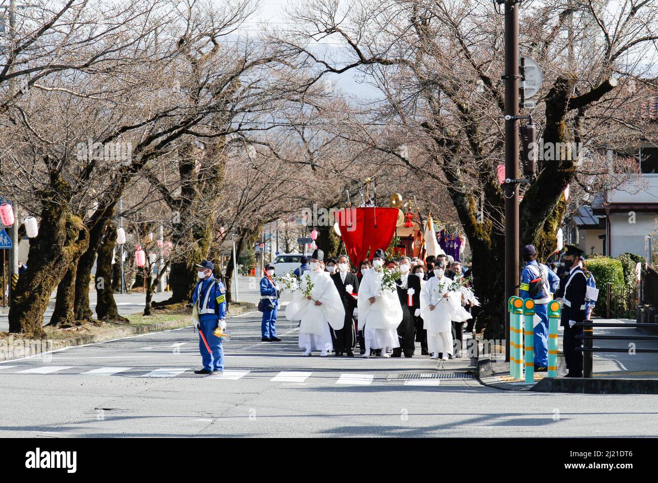 iida, nagano, japan, 2022/24/03 , the traditional religious procession ...