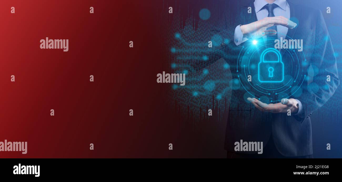 Cyber security network. Padlock icon and internet technology networking ...