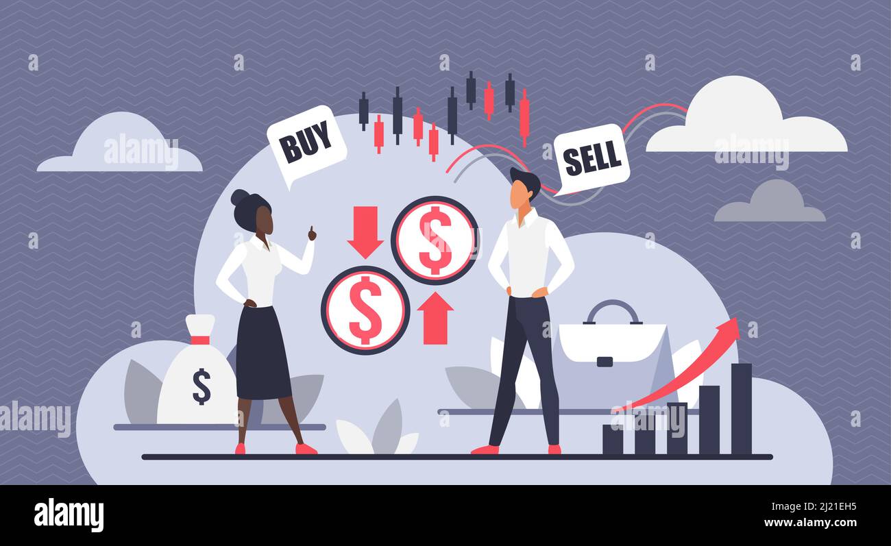 Trade and exchange in stock market vector illustration. Cartoon ...