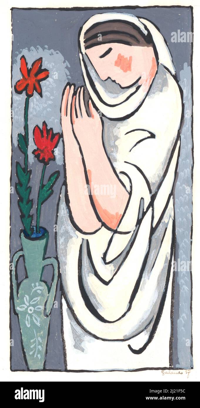 Mikuláš Galanda - Woman and Flower - 1937 Stock Photo - Alamy