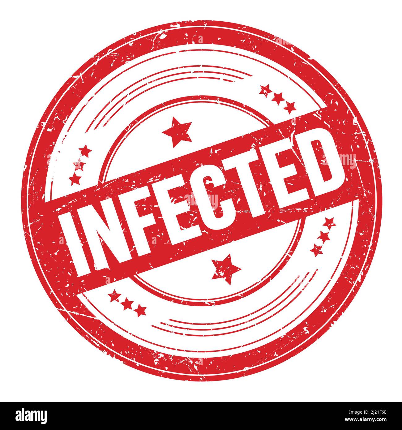 INFECTED text on red round grungy texture stamp Stock Photo - Alamy