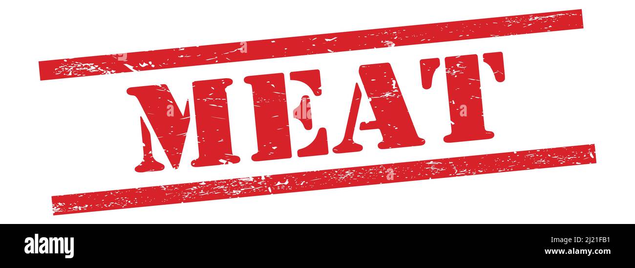 MEAT text on red grungy vintage rubber stamp Stock Photo - Alamy