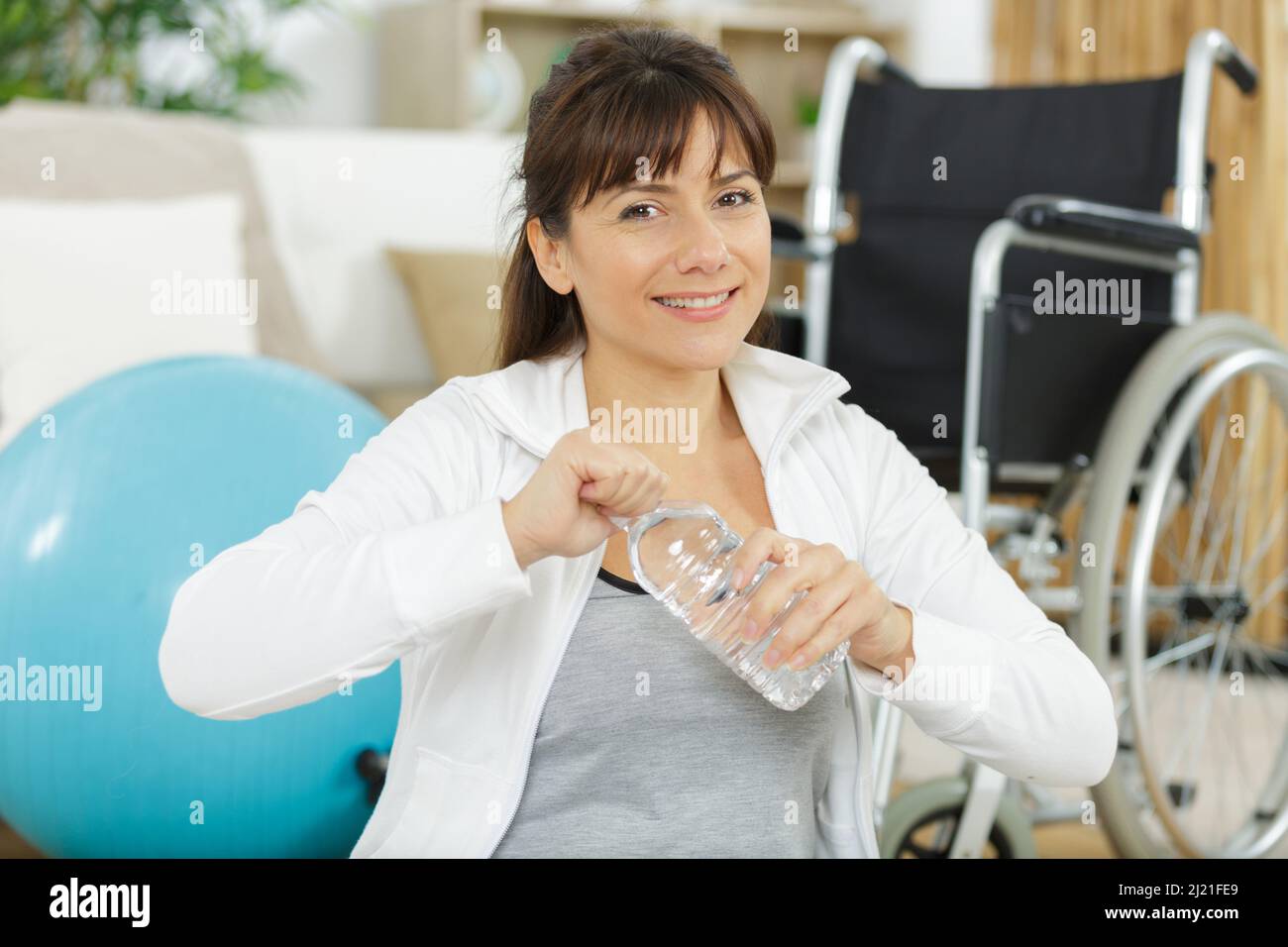tired disabled woman after sport Stock Photo - Alamy