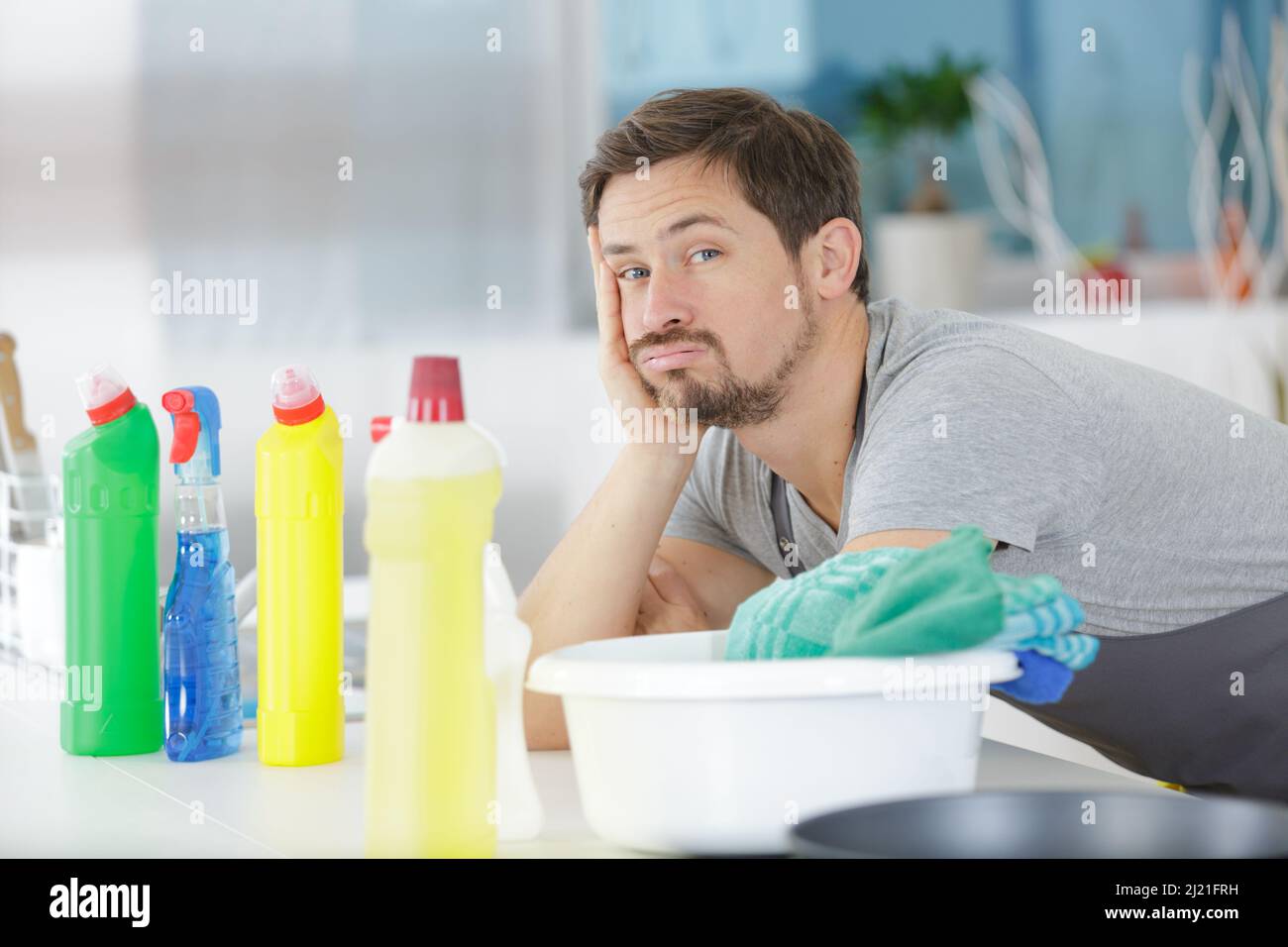 Male cleaner worried hi-res stock photography and images - Alamy