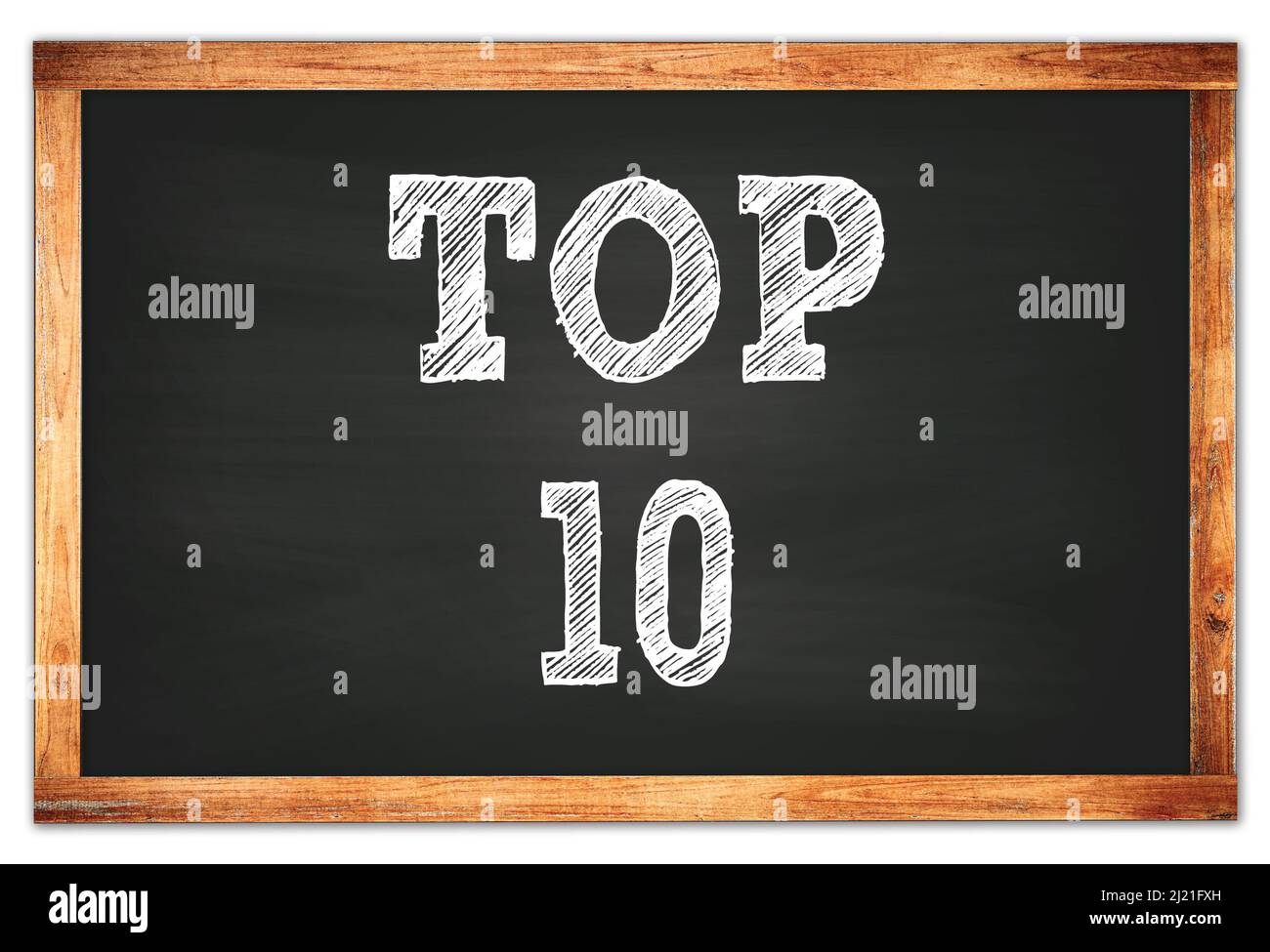 TOP 10 written on black wooden frame school blackboard Stock Photo - Alamy
