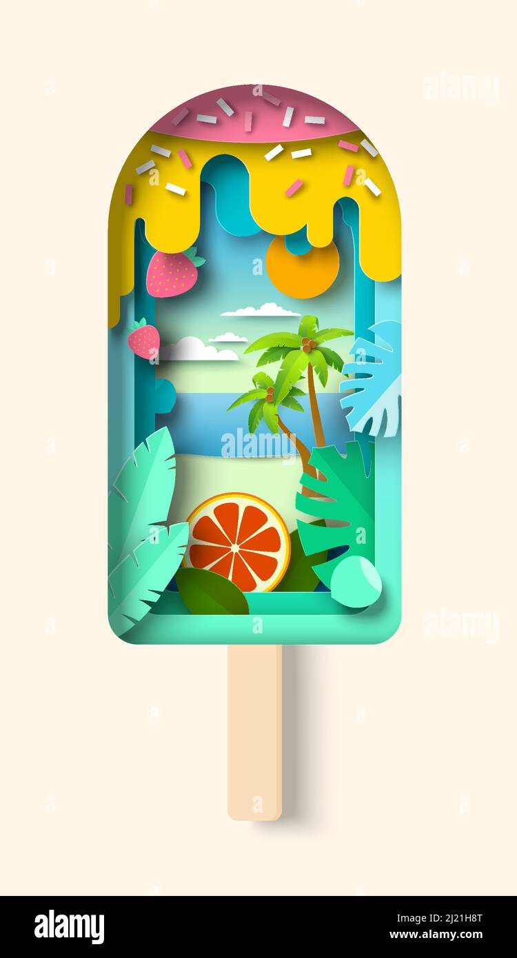 Ice cream paper cut vector design summer food Stock Vector Image & Art ...