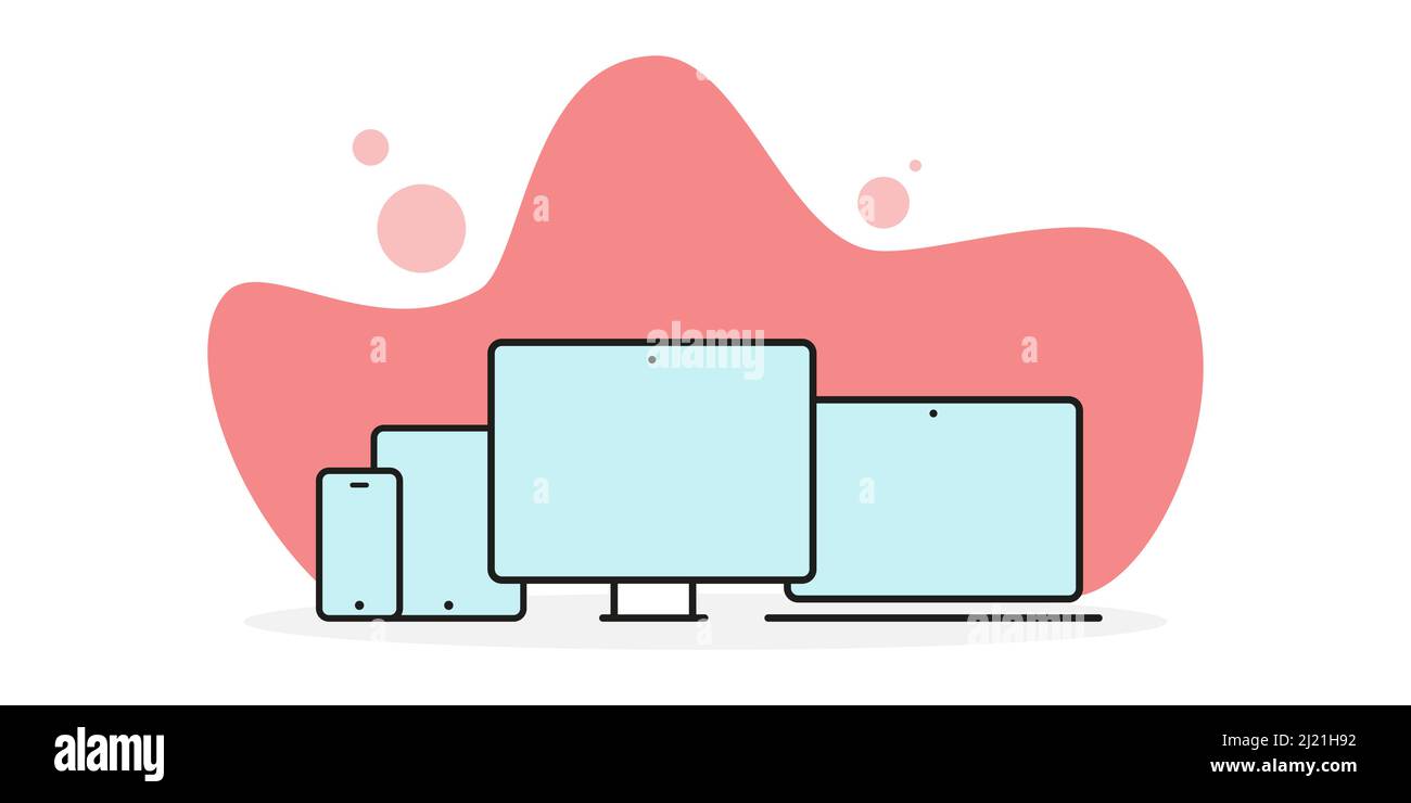Device icons: smartphone, tablet, laptop and desktop computer. Organic ...