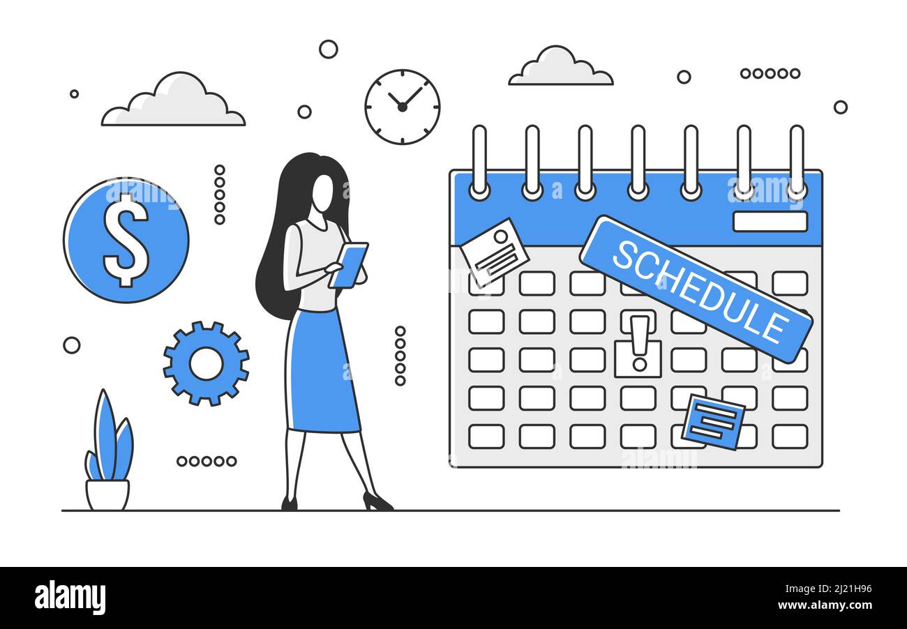 Business calendar schedule. Effective time management, planning program ...