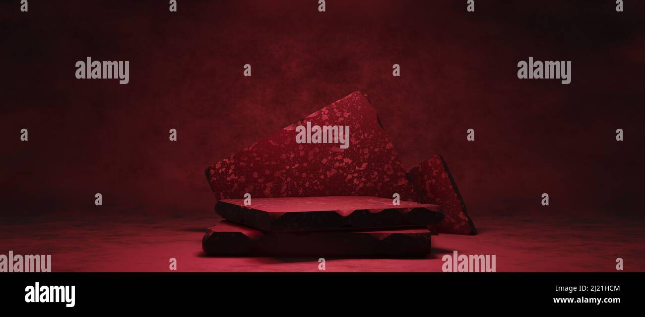 Cinematic Surface Stand Pedestal Stage In Dark Showcase Cool Dark Room ...