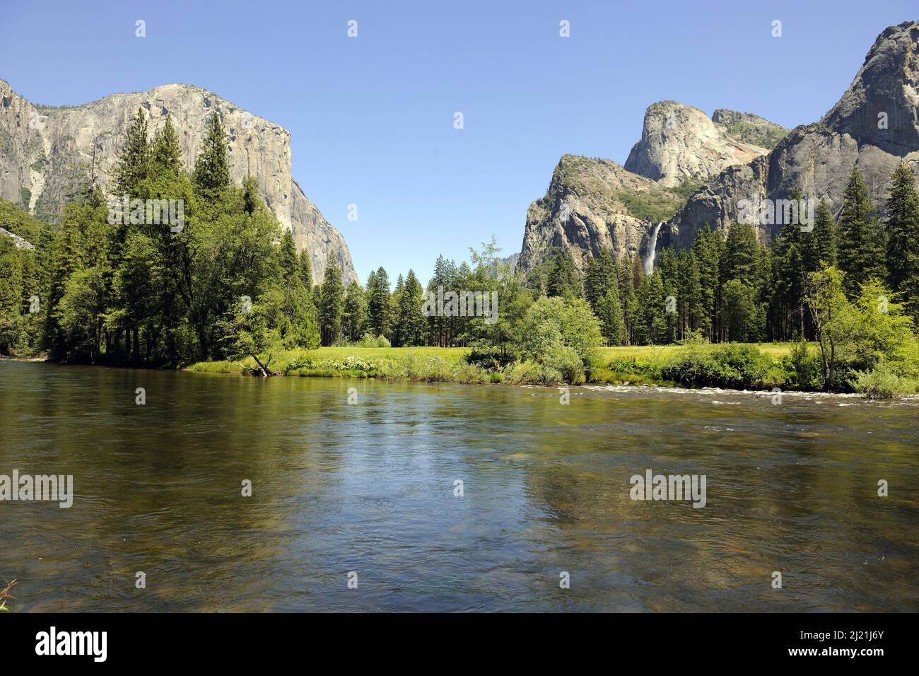 Typical scenery with Merced River, USA, California, Yosemite National ...