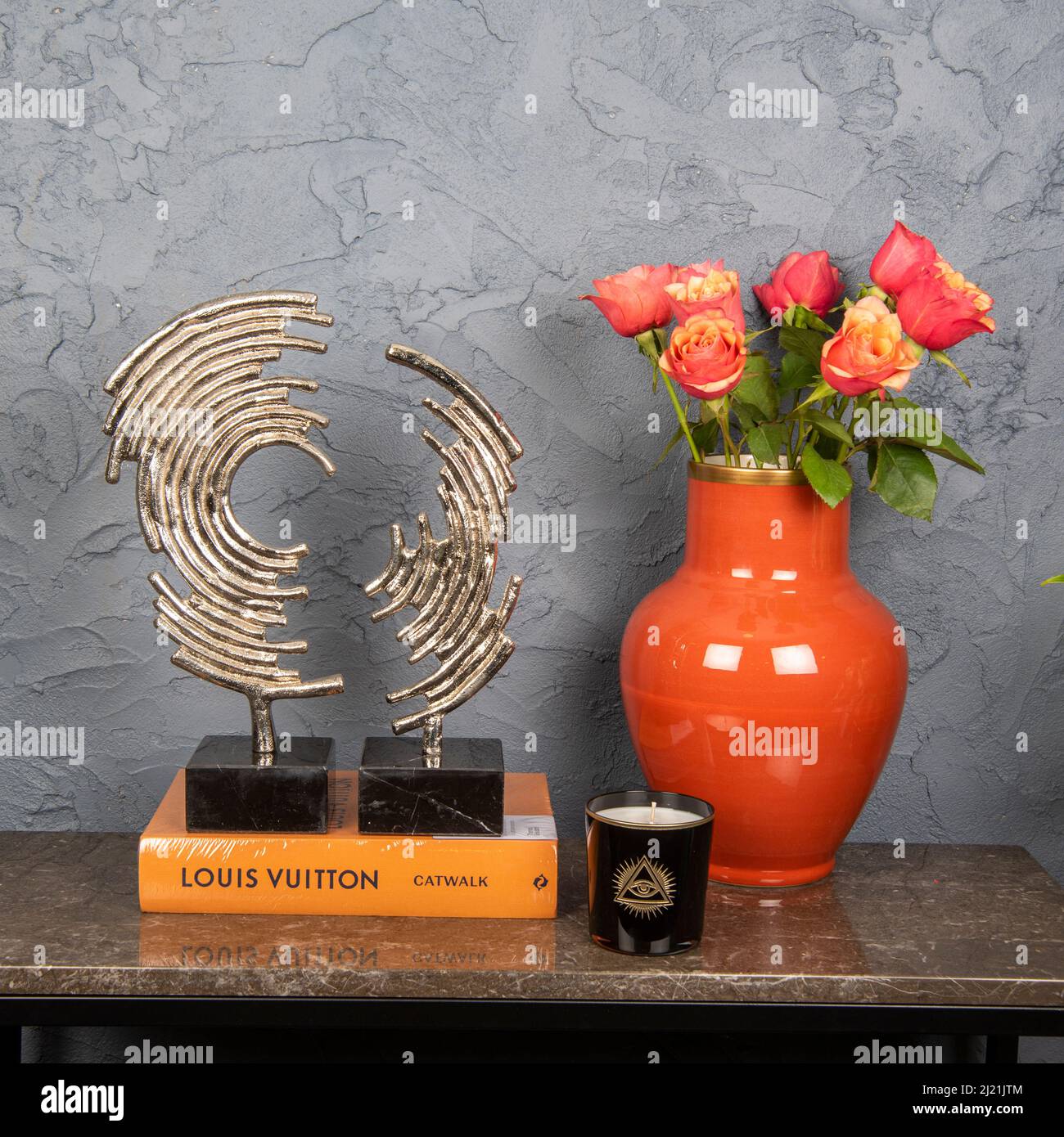 decorative accessories modern interior with marble and vase Stock Photo ...