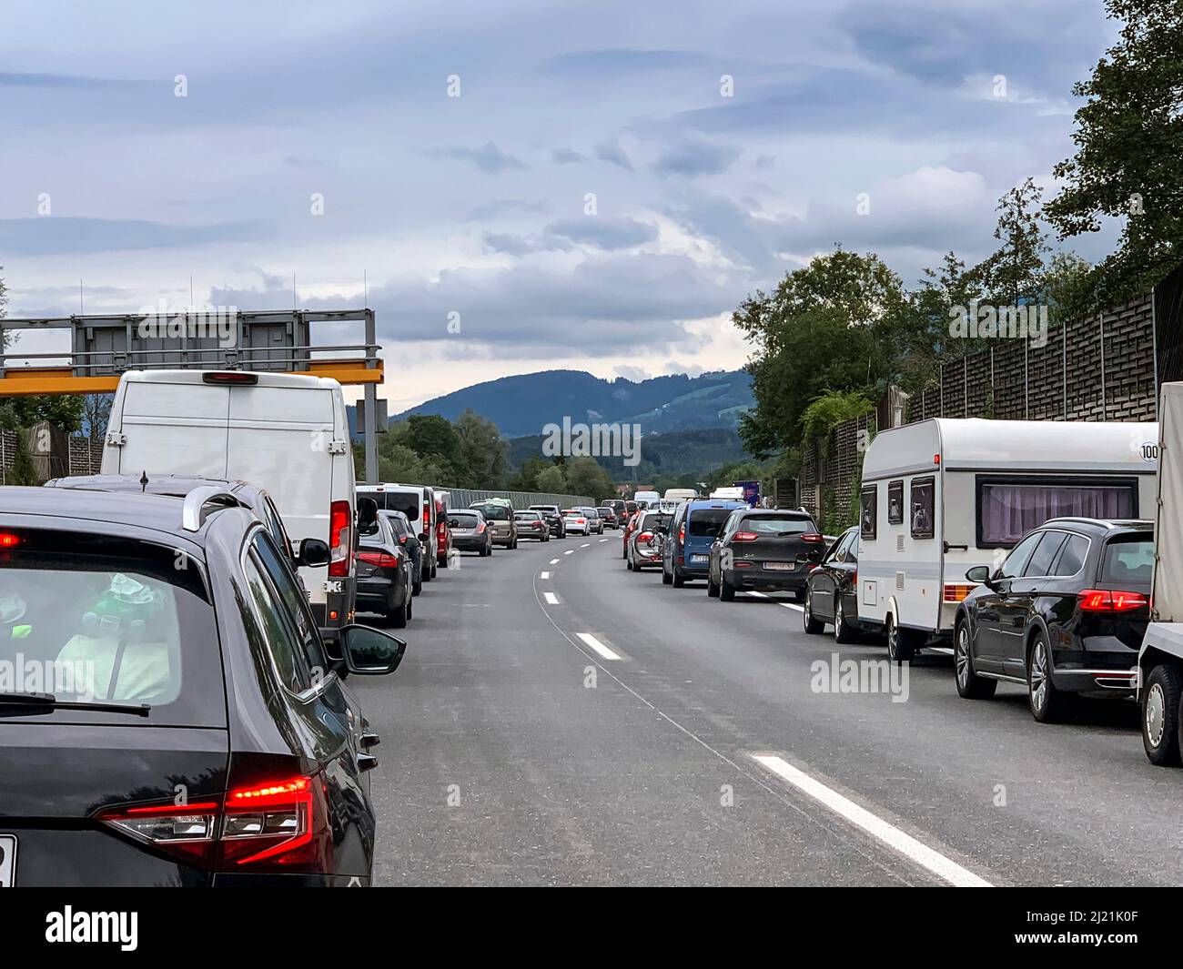 Forming an emergency corridor for emergency vehicles, Austria Stock ...