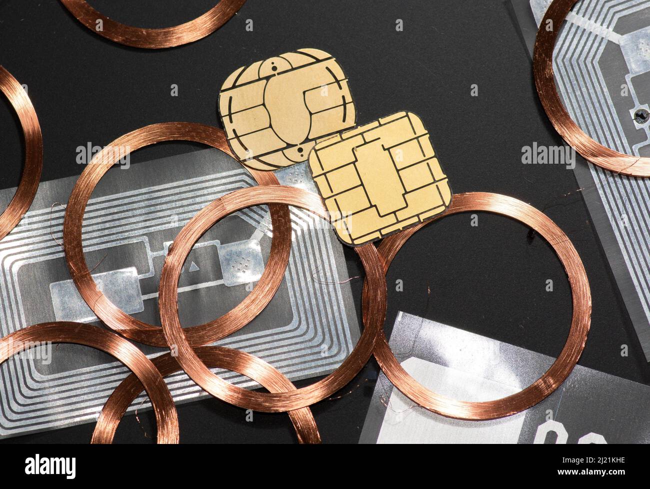 Different chip types with contact chip, RFID chip and other ID ...