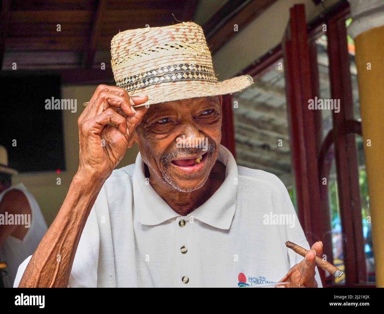 More than 80-year old singer of a Cuban band, Cuba, Pinar del Rio ...