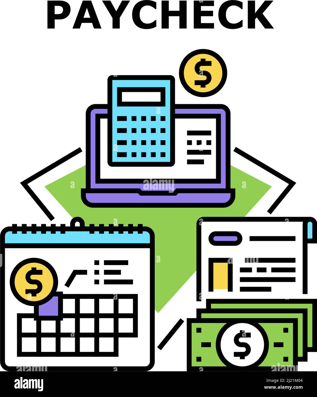 Paycheck For Pay Vector Concept Color Illustration Stock Vector Image