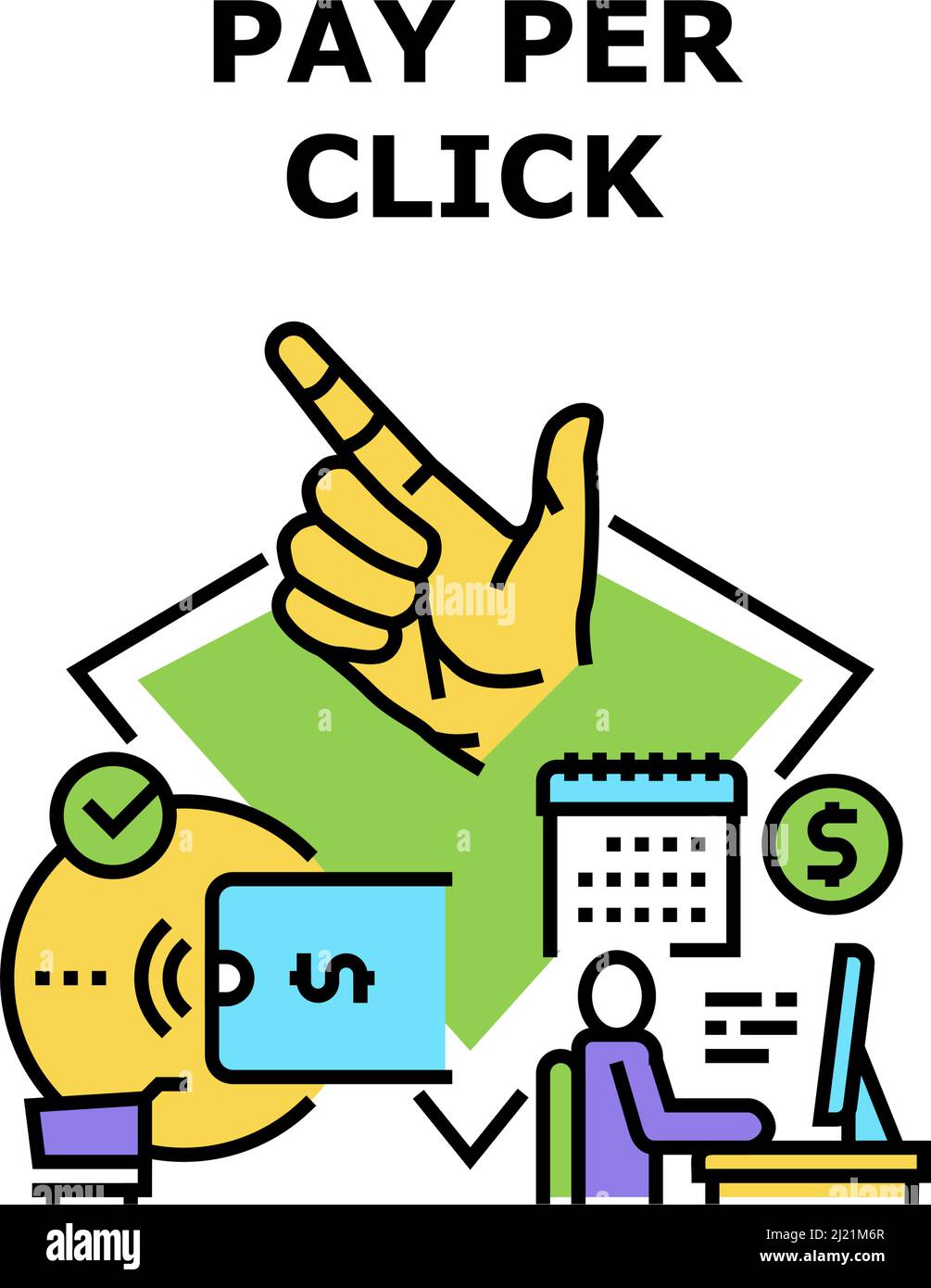 Pay Per Click Vector Concept Color Illustration Stock Vector Image ...