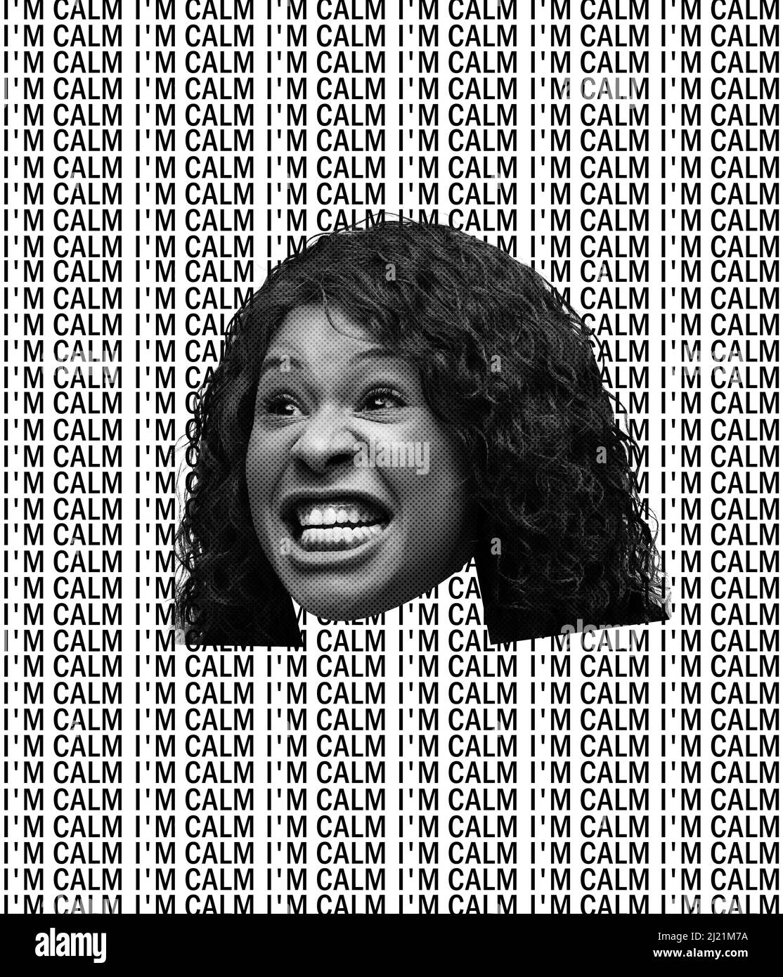 Creative design. Emotive woman expressing irritation and anger isolated ...