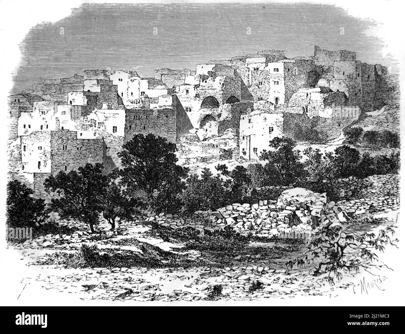 Early View or Historic View of Nazareth Israel. Vintage Illustration or ...