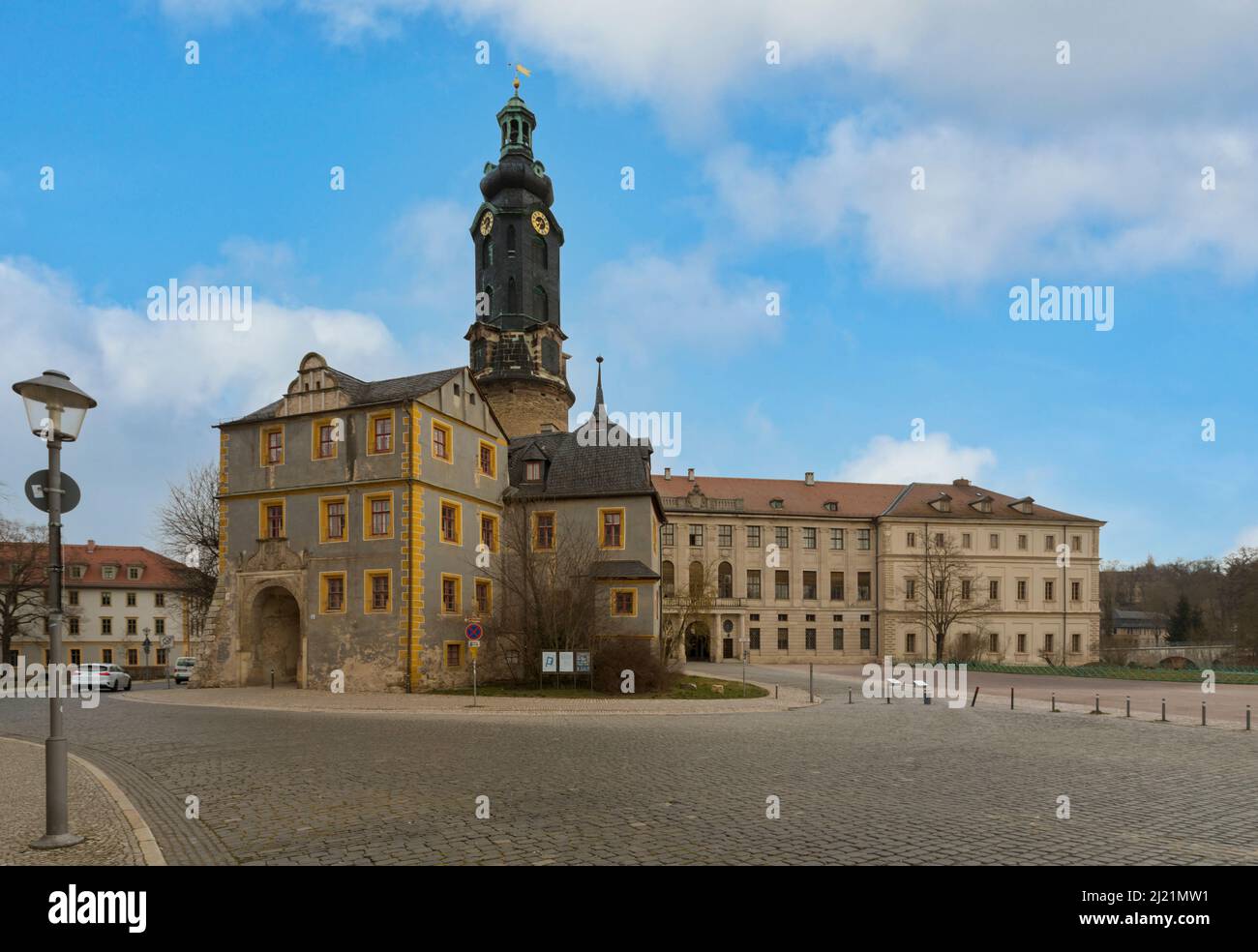 Tower of the palace stadtschloss or schloss weimar in weimar hi-res ...