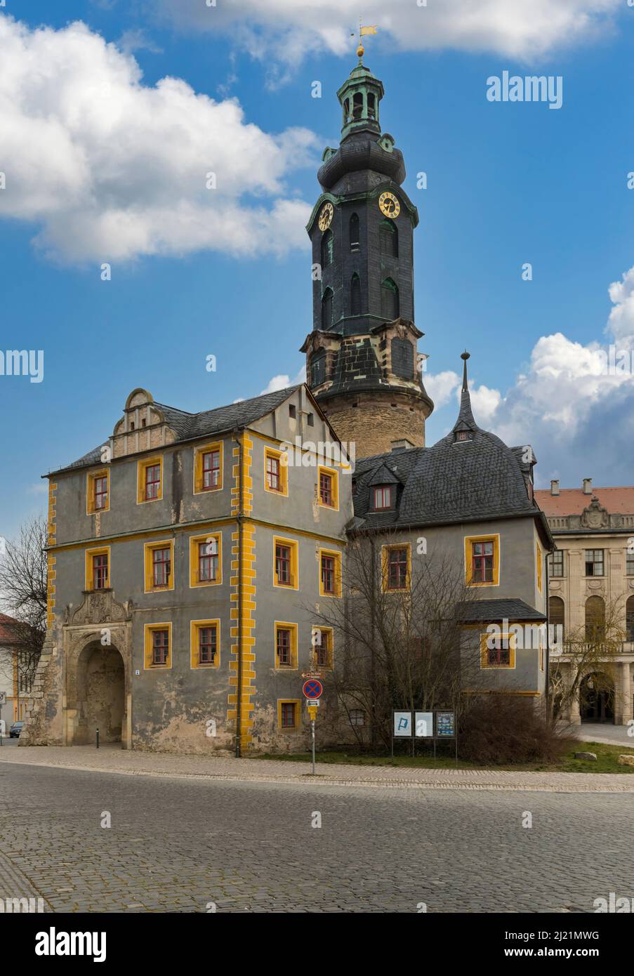 The Bastille and the tower of City Castle at Weimar, Germany Stock ...