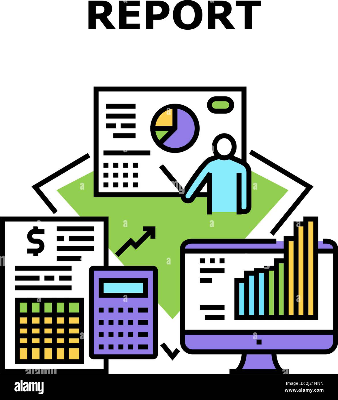 Report Sales Vector Concept Color Illustration Stock Vector Image & Art ...