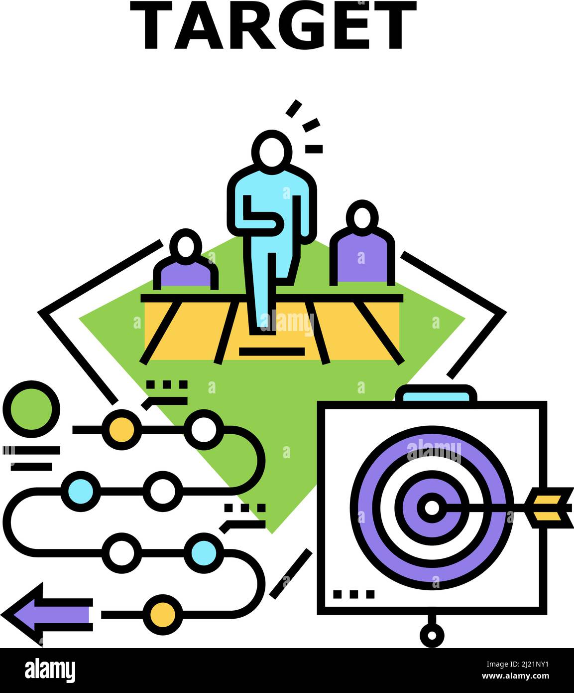 Target Business Vector Concept Color Illustration Stock Vector Image ...
