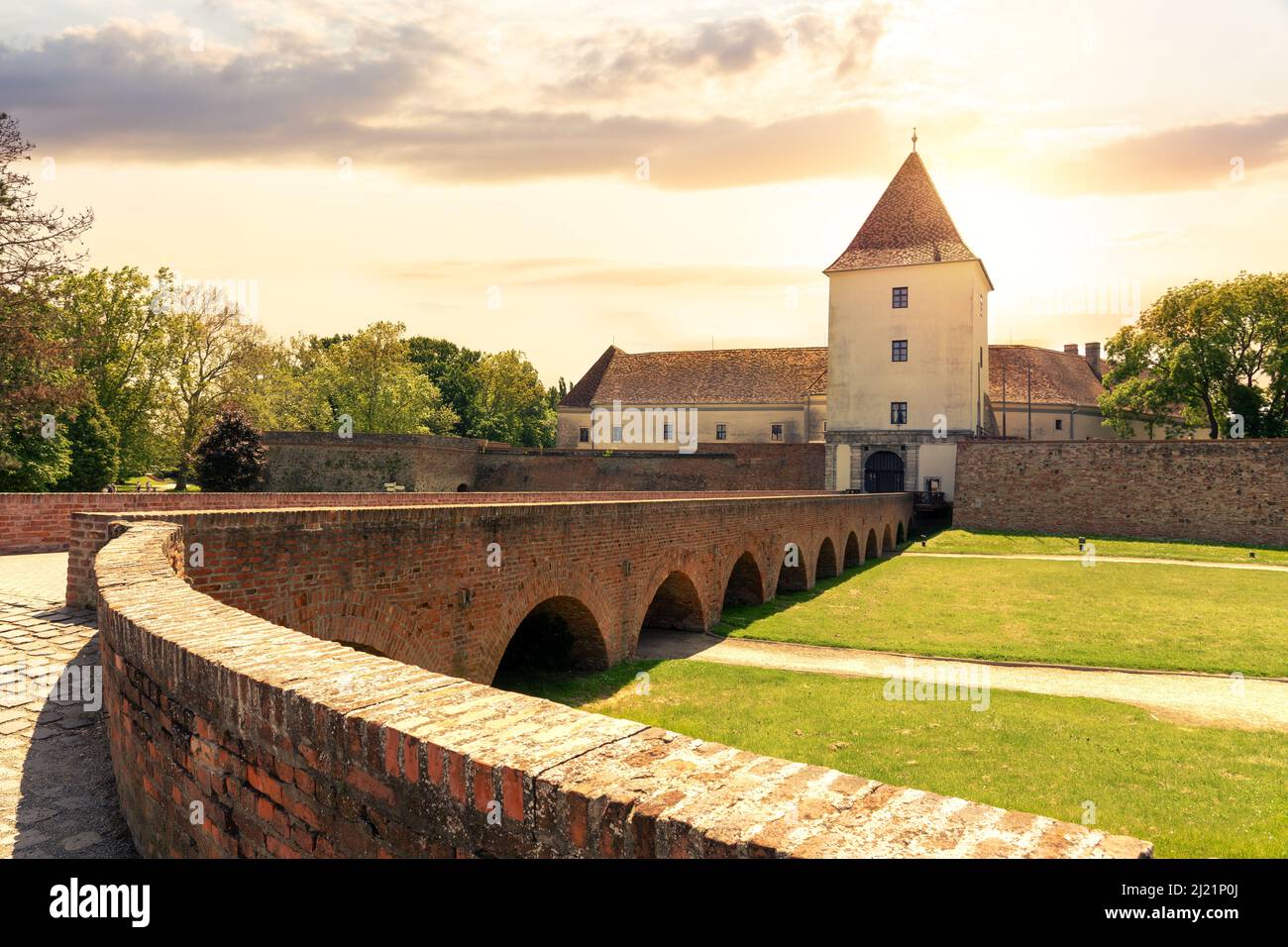 famous Nadasdy castle fortress in Sarvar Hungary before sunset Stock ...