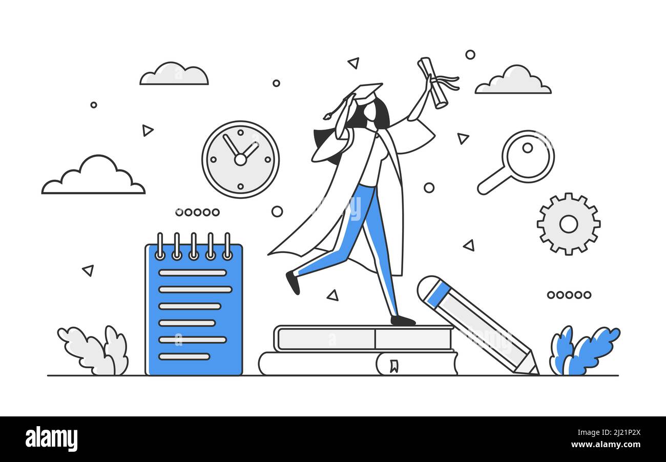 Happy excited student graduation ceremony. Holding university degree ...