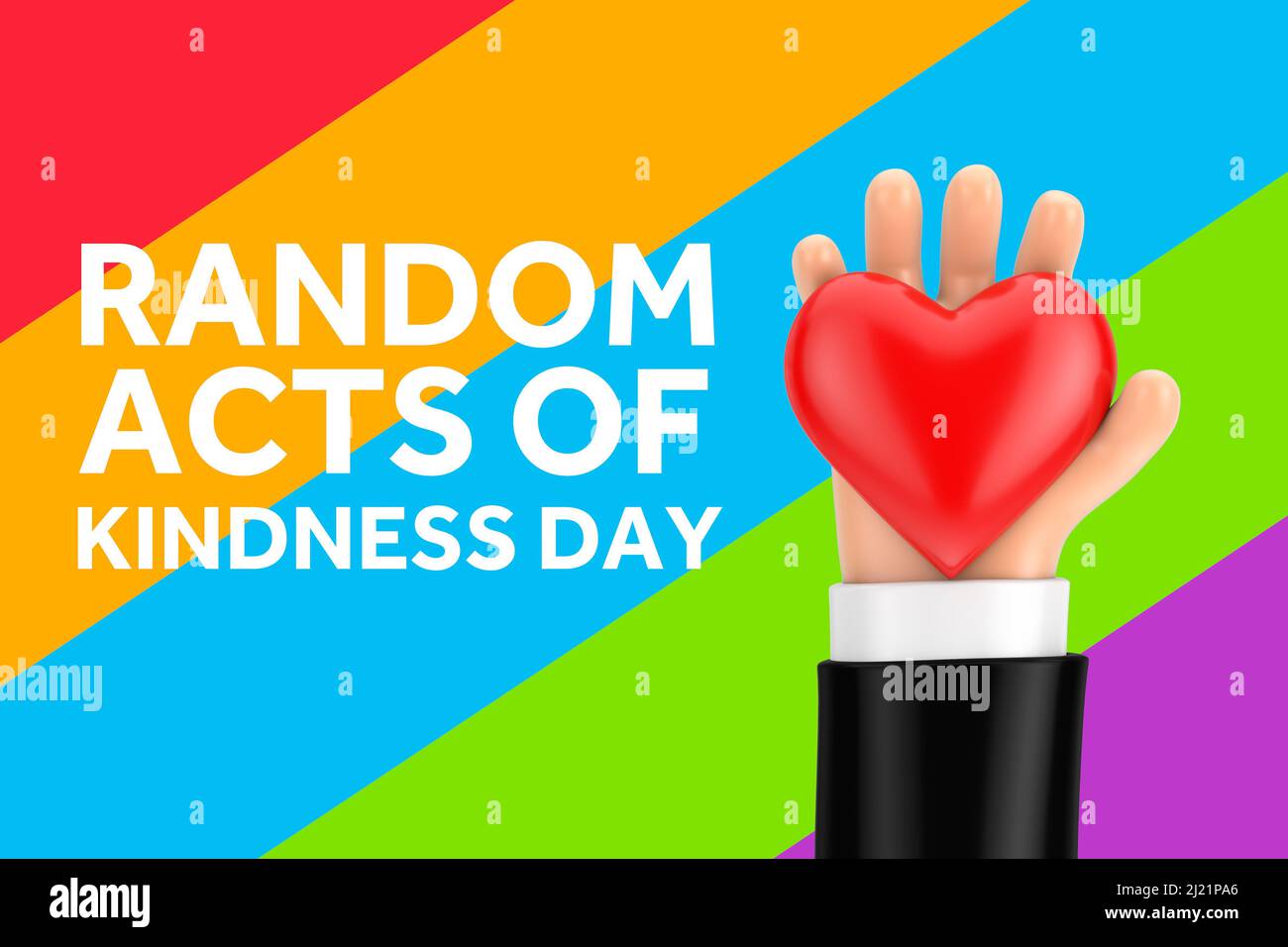 Random Acts of Kindness Day Concept. Cartoon Hand Holding Red Heart and ...