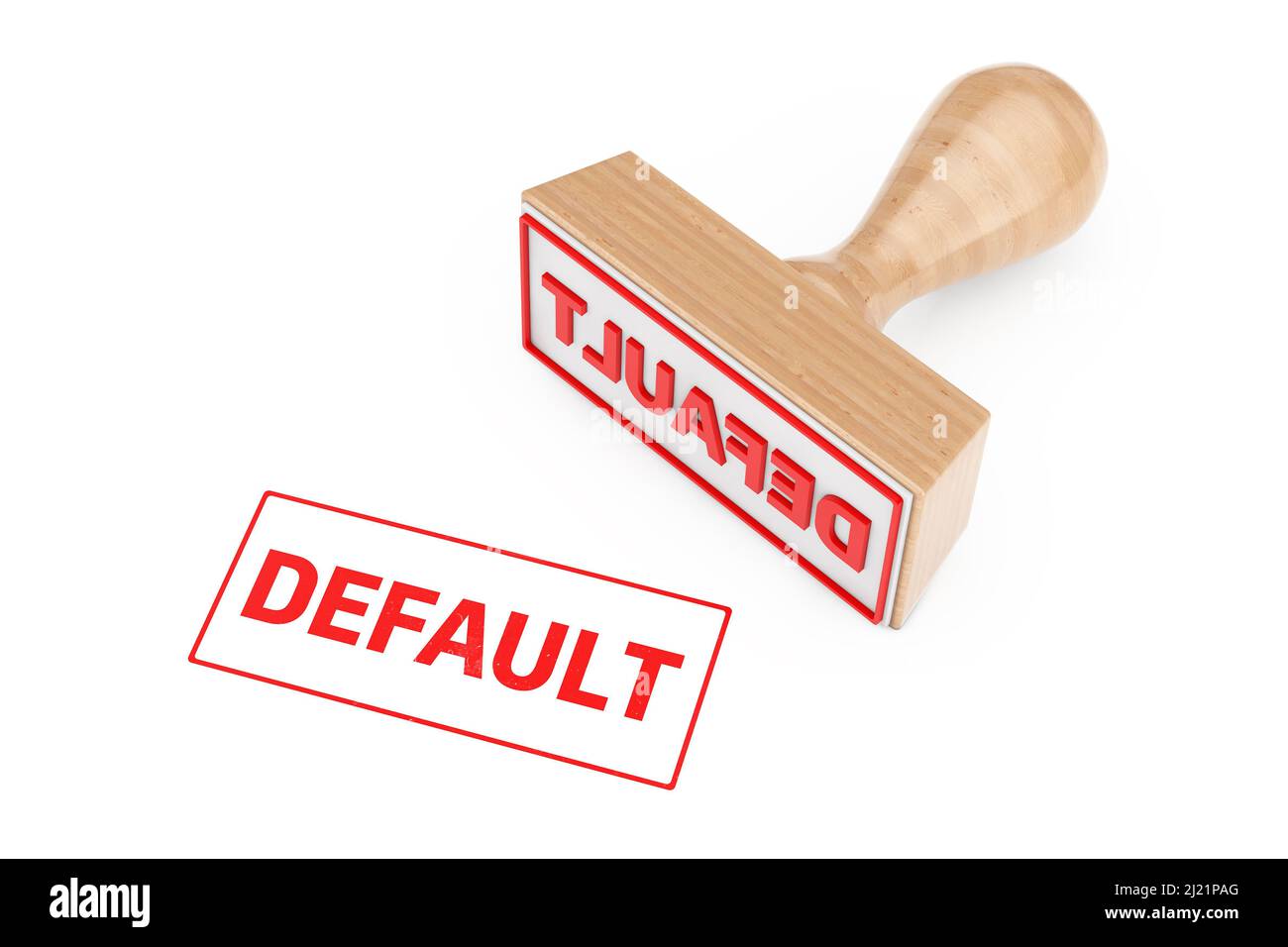 Wooden Rubber Stamp with Default Sign on a white background. 3d ...