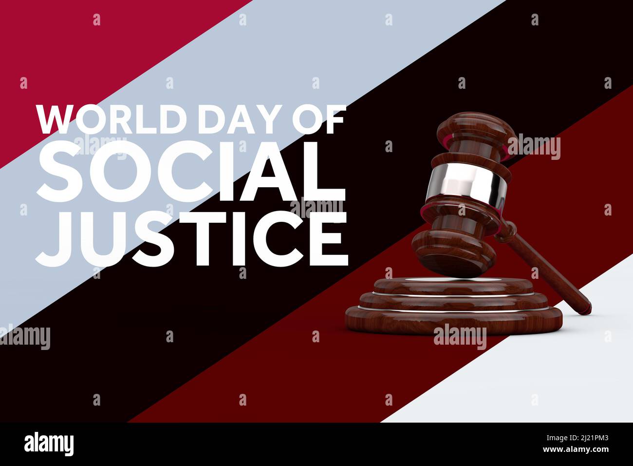 World Day of Social Justice Concept. Wooden Justice Gavel and World Day ...