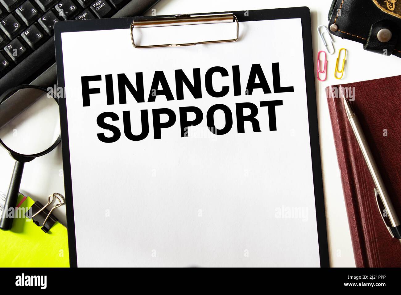 Financial Support text written on a notebook with pencils Stock Photo ...