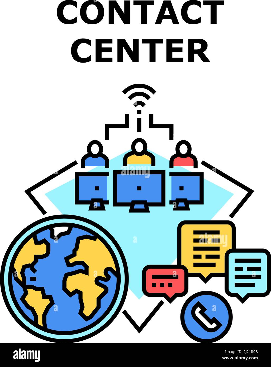 Contact Center Vector Concept Color Illustration Stock Vector Image ...