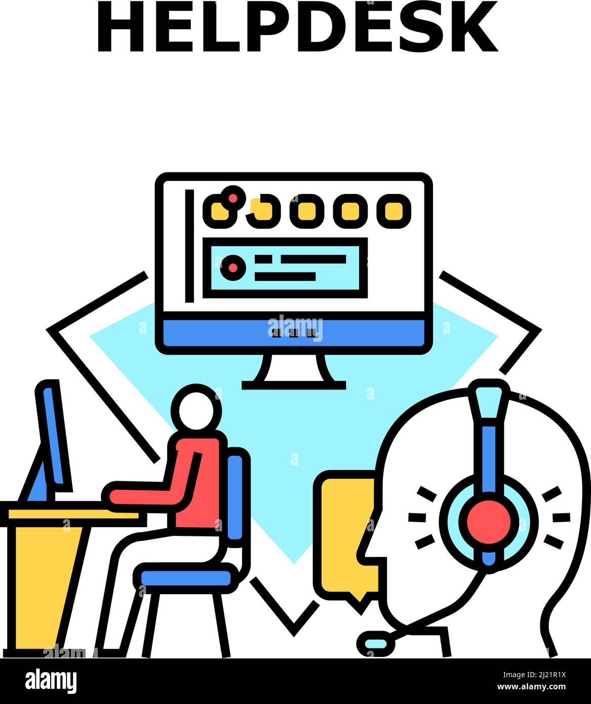 Helpdesk Support Vector Concept Color Illustration Stock Vector Image ...
