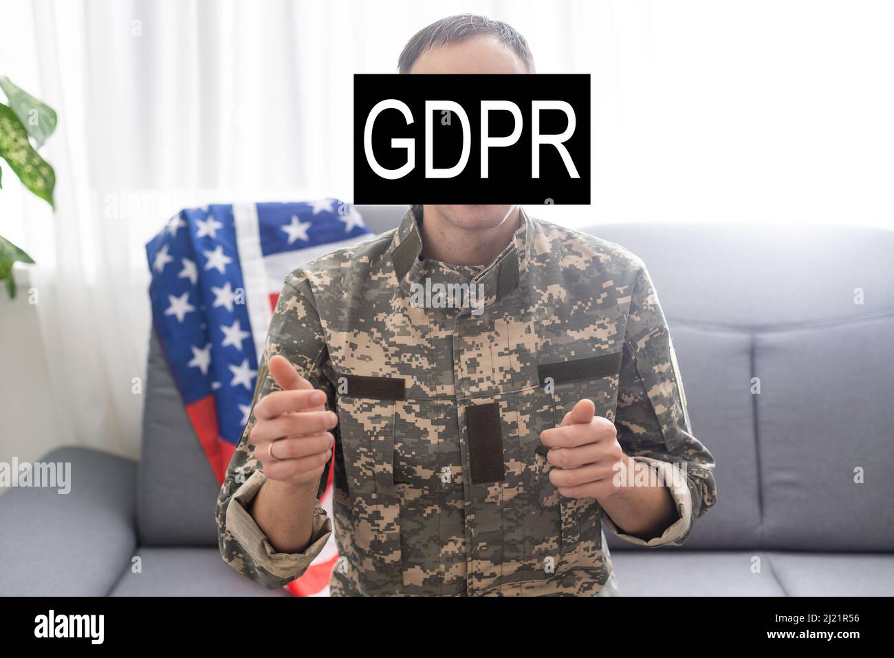 GDPR - General Data Protection Regulations Military concept. Soldier ...