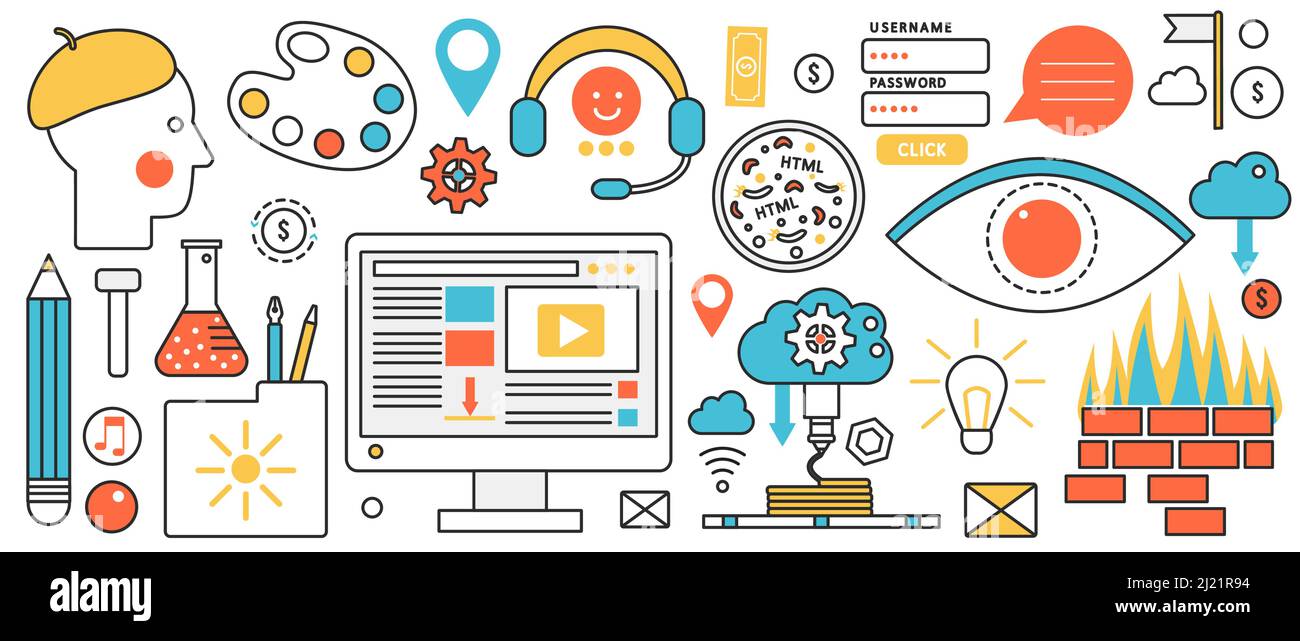 Web application and security technology. Abstract portfolio of artist ...