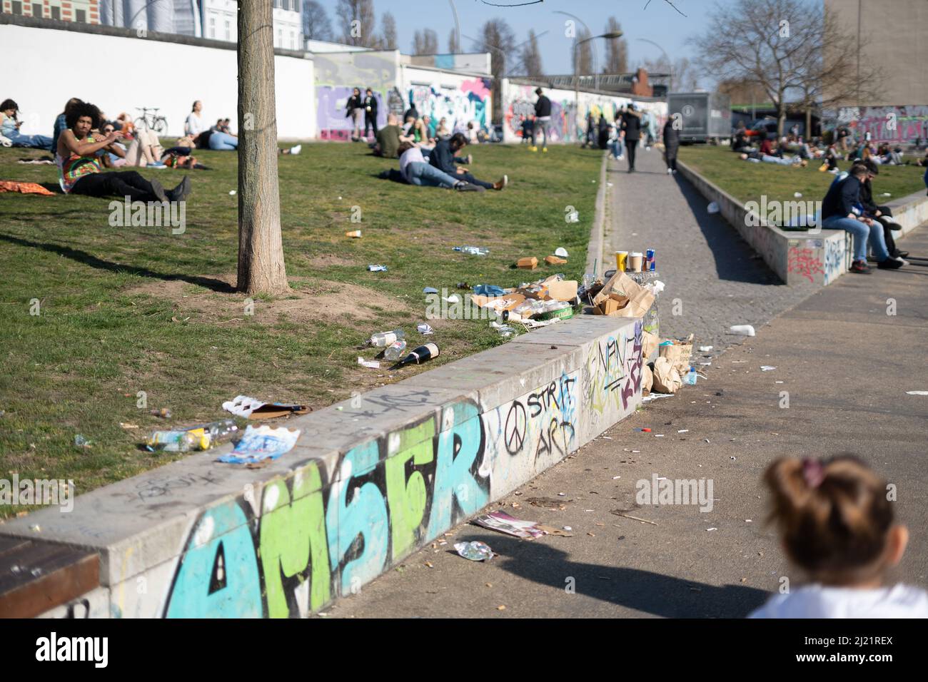 Berlin, Germany - 27 March 2022 Trash bin overloaded with garbage. City ...