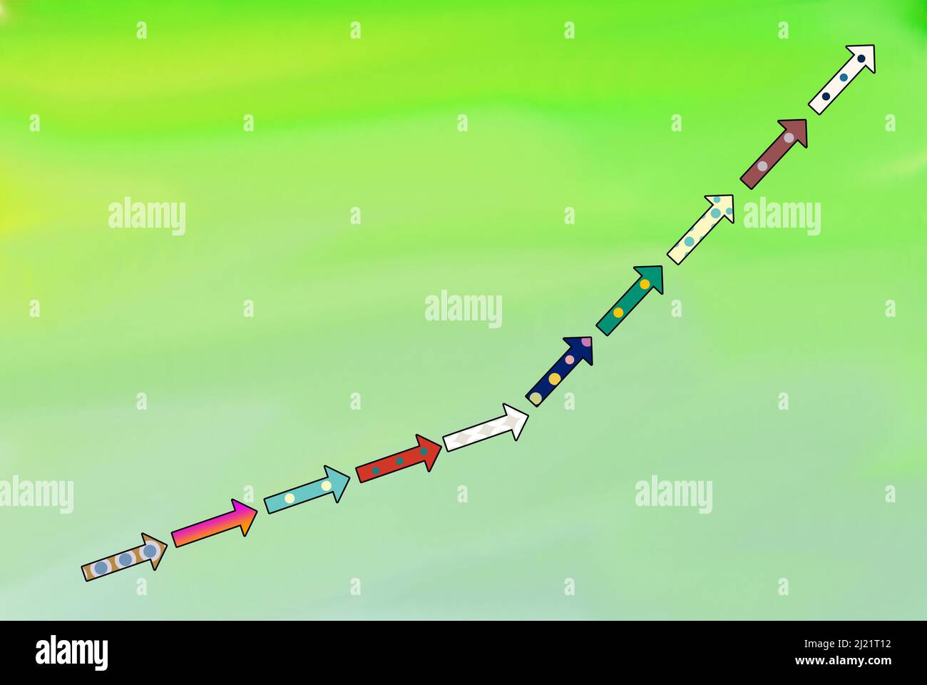 Abstract financial chart with uptrend line arrows graph go up. spring ...