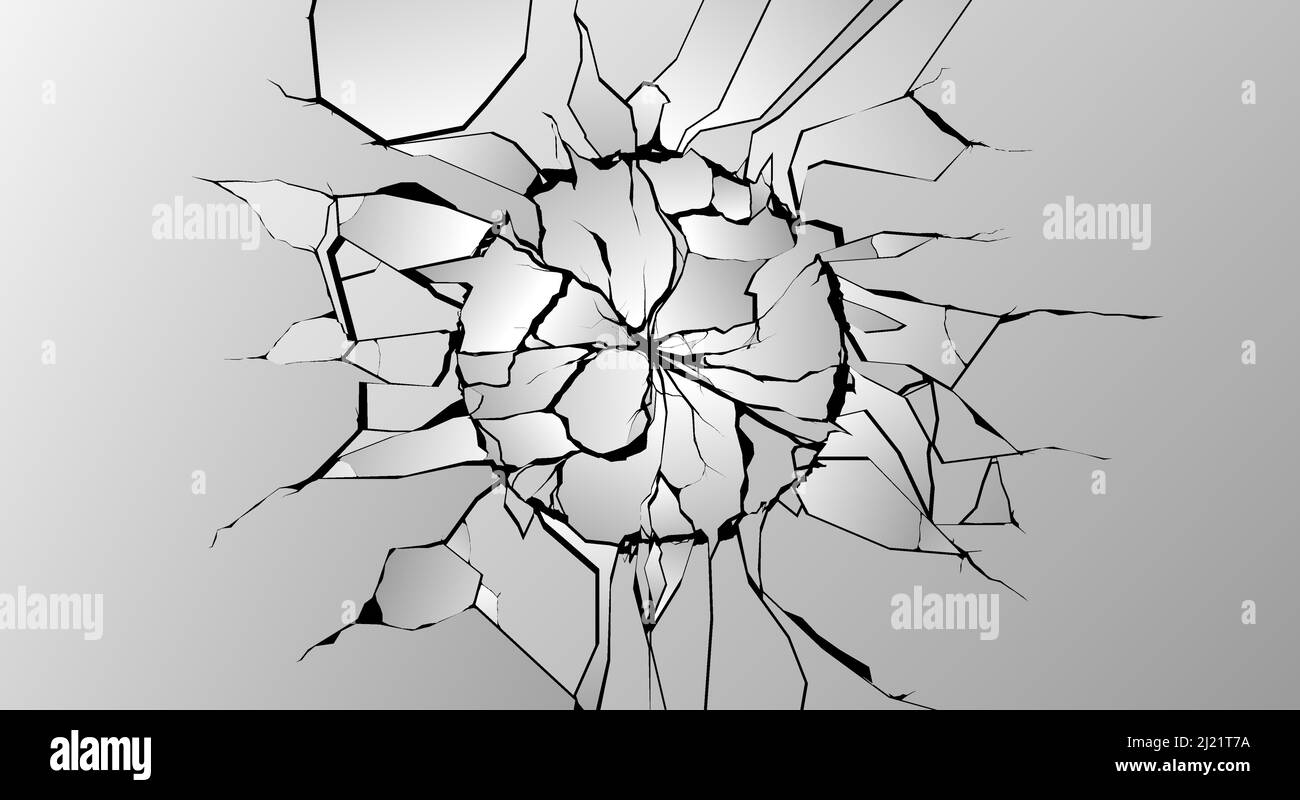 Circular damage to surface, an impact mark that deformed and broke the ...