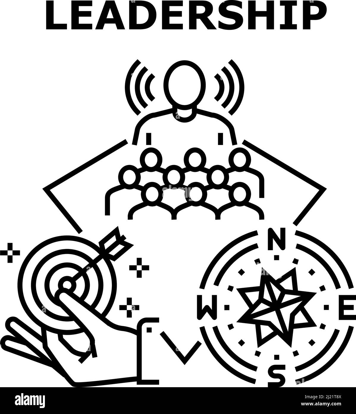 Leadership Work Vector Concept Black Illustration Stock Vector Image ...