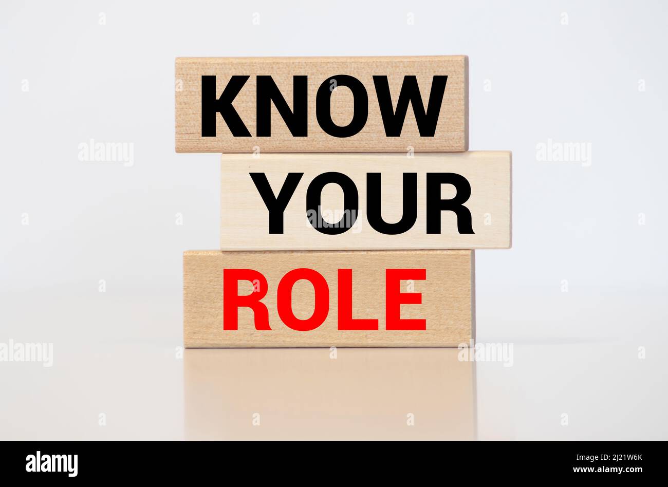 Know Your Role A business message text written on a black leather ...