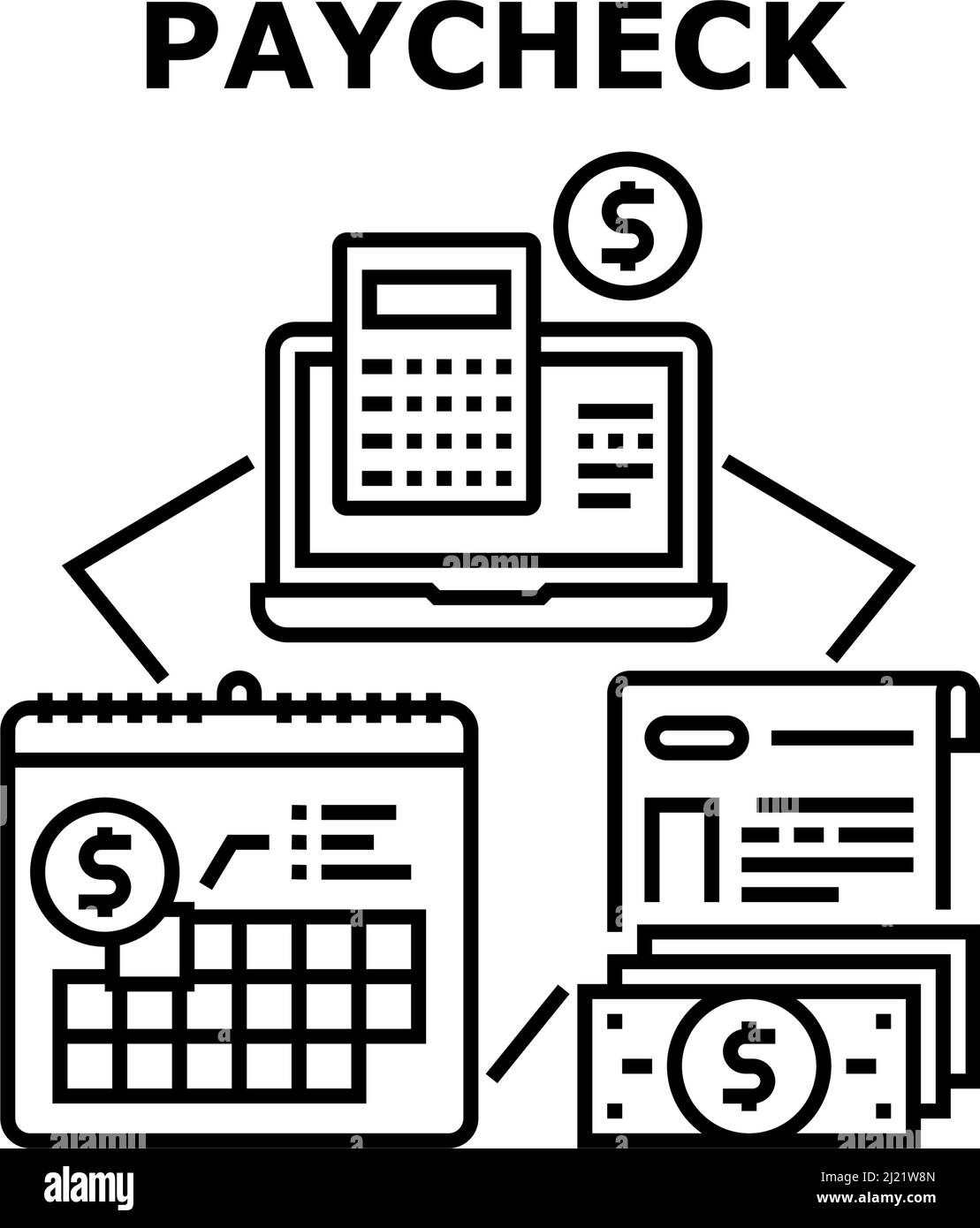 Paycheck For Pay Vector Concept Black Illustration Stock Vector Image ...