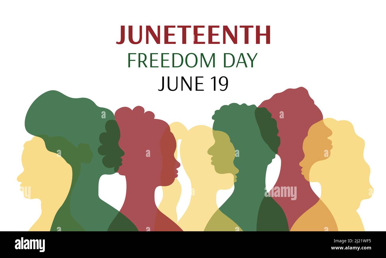 Juneteenth Freedom day banner. Silhouettes of african american persons ...