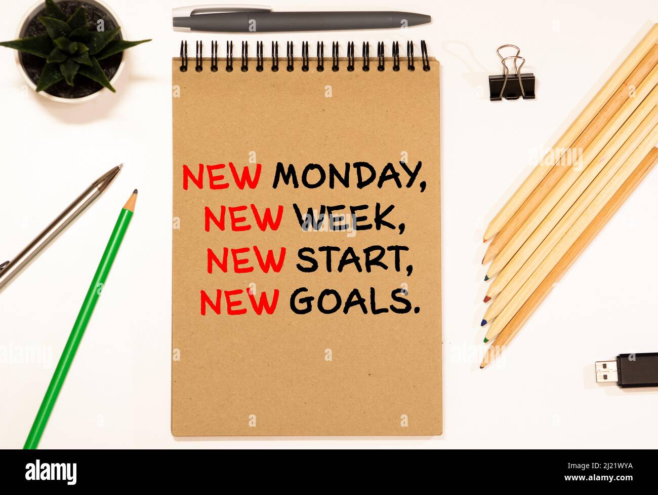 New Monday, new week, new goals - handwriting on a napkin Stock Photo ...