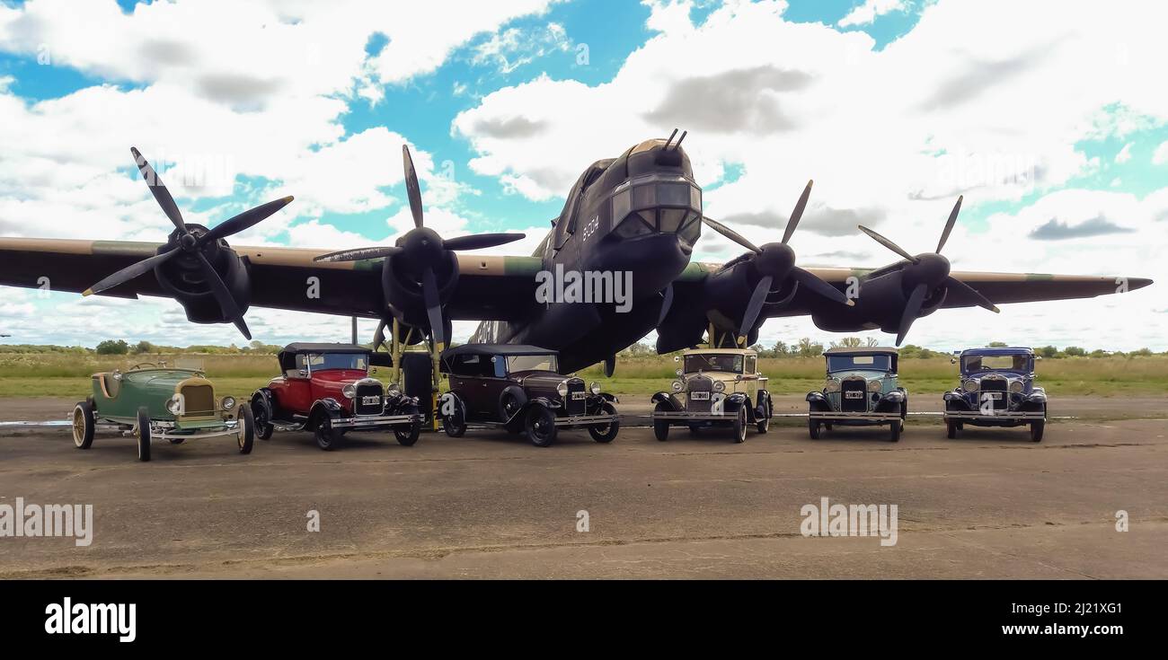 Several old Ford Model A in different body styles circa 1930 parked in ...