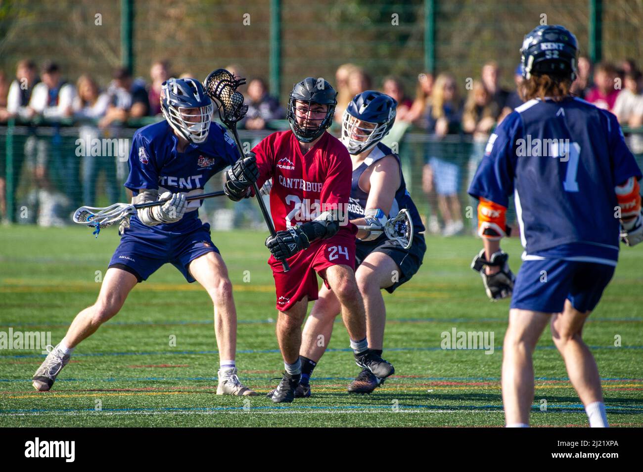 A competition between CCCU and Kent players in lacrosse match Stock ...