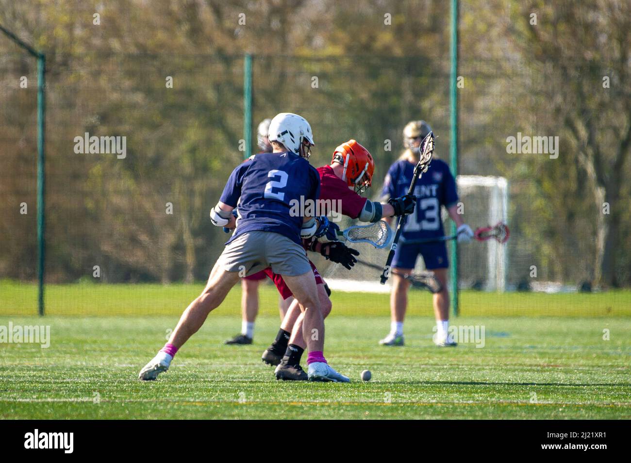 A competition between CCCU and Kent players in lacrosse match Stock ...
